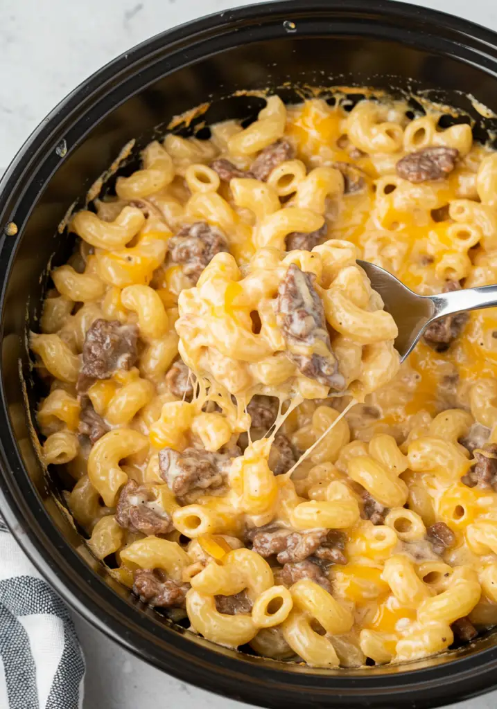 Crockpot Philly Cheesesteak Mac and Cheese - Paulacooks