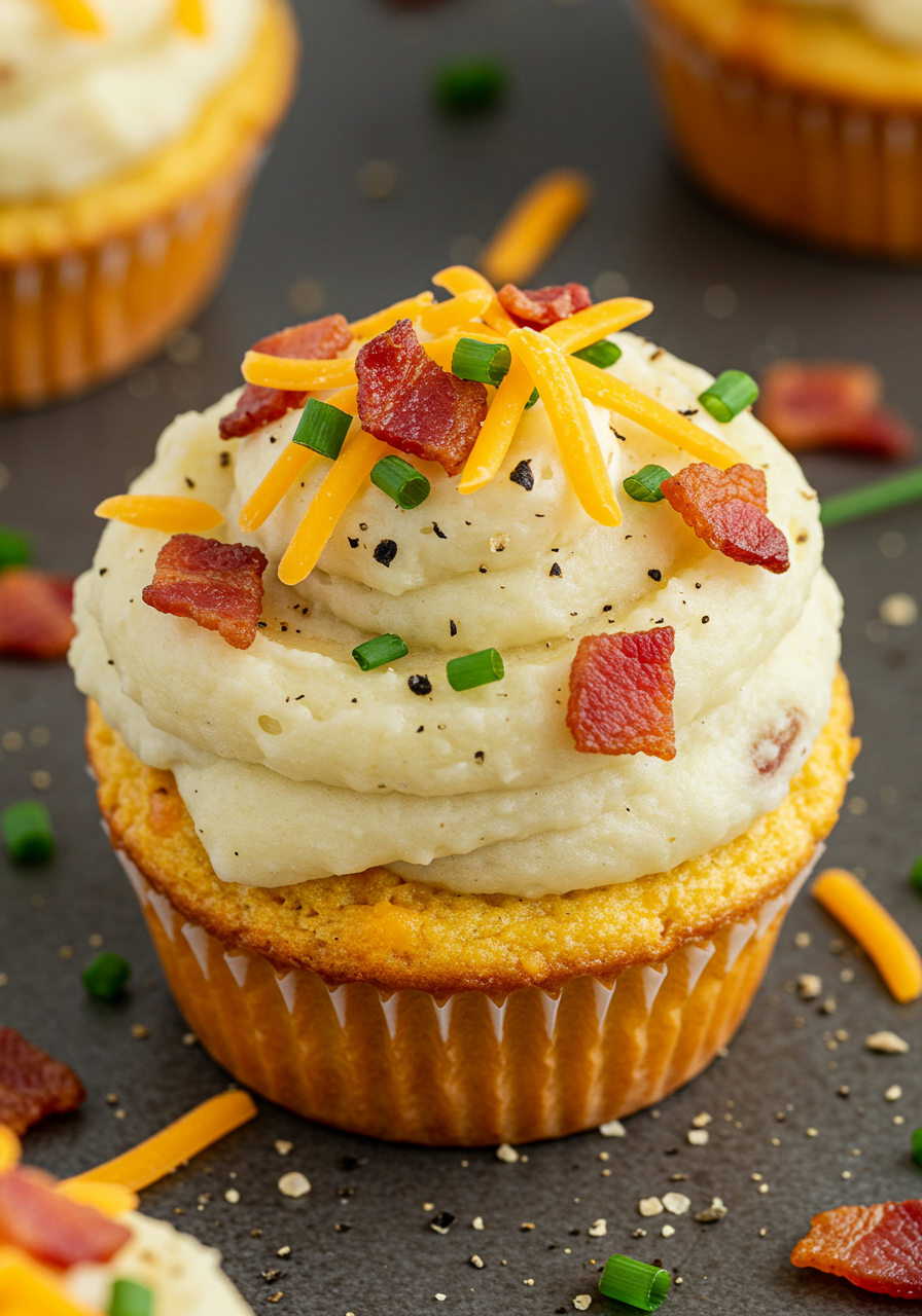 Cornbread Cupcakes with Mashed Potatoes - Paulacooks