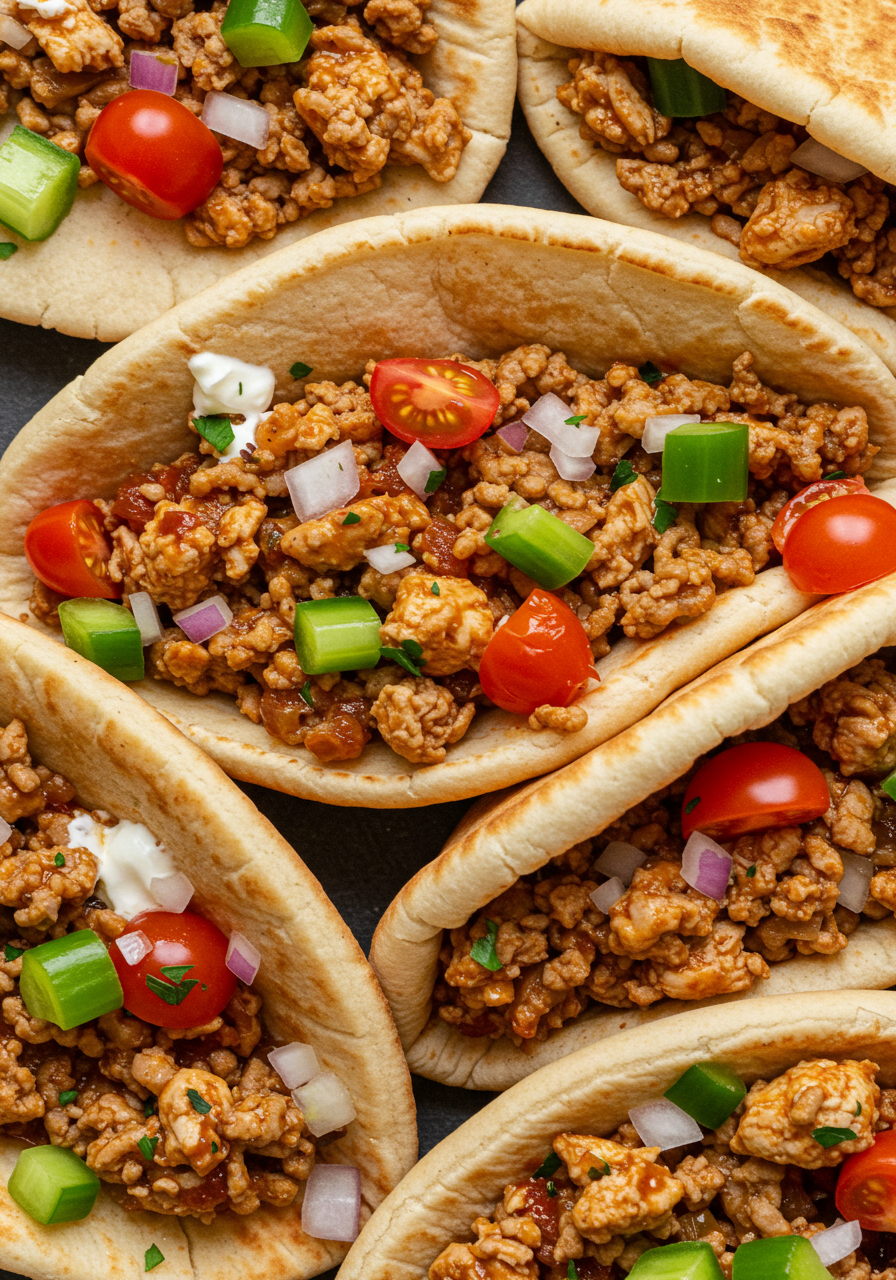 Mediterranean Ground Chicken Pitas - Paulacooks