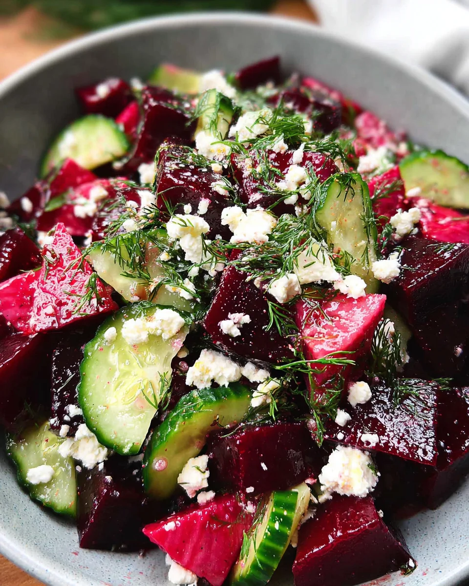 Beet Salad with Feta, Cucumbers, and Dill