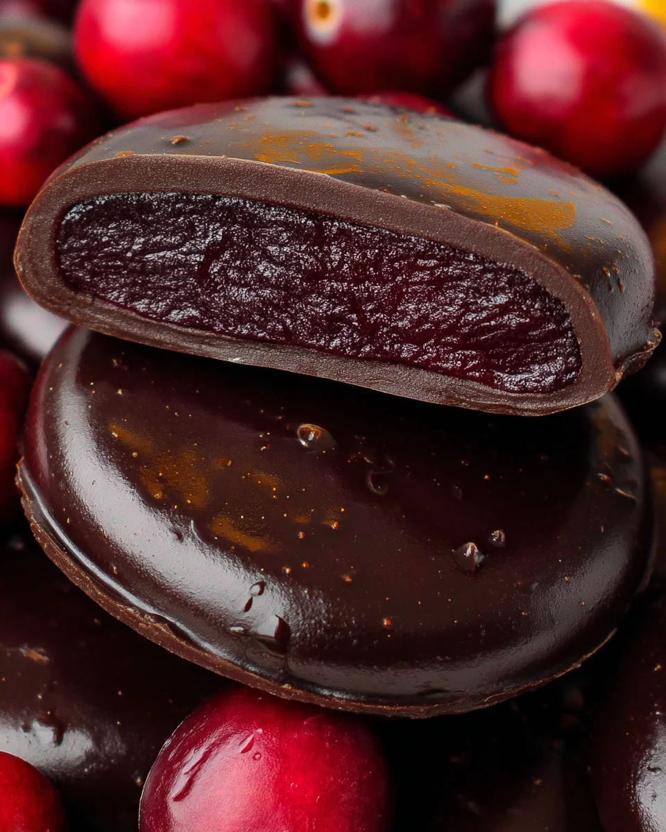 Dark Chocolate Covered Cranberry Sauce Bites