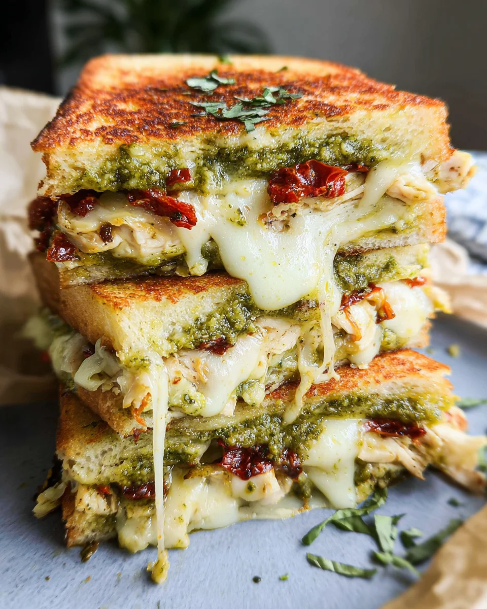 MEGA Chicken Pesto Grilled Cheese Sandwich