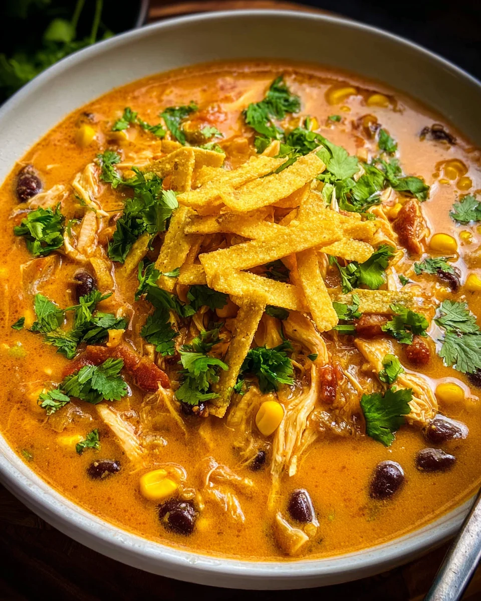 Crock Pot Creamy Chicken Tortilla Soup