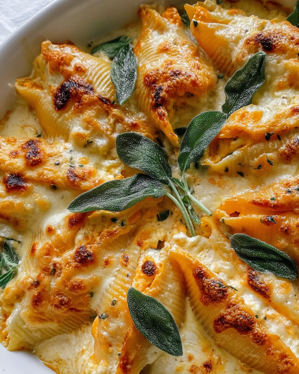 Pumpkin & Gouda Stuffed Shells With Brown Butter & Sage Alfredo Sauce