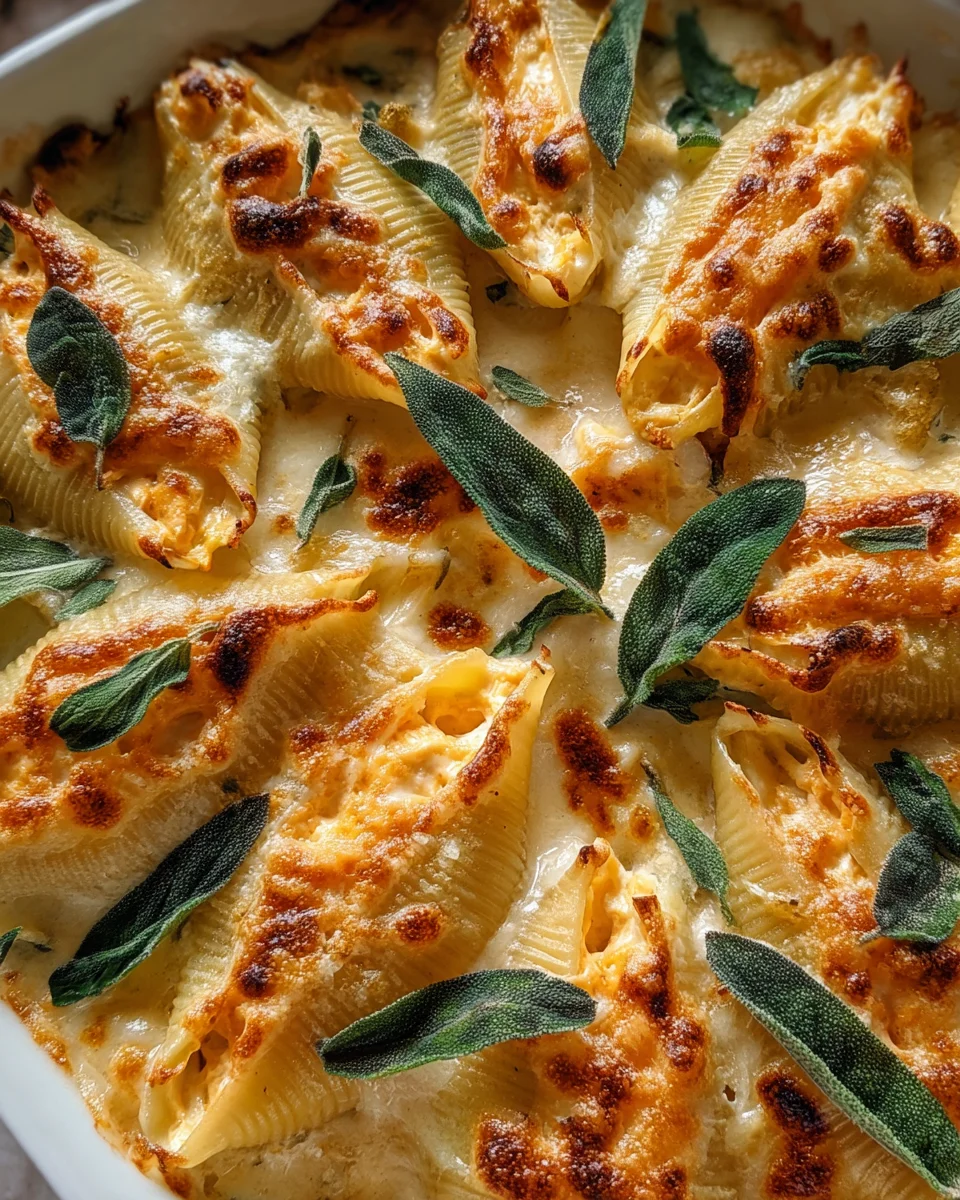 Pumpkin & Gouda Stuffed Shells With Brown Butter & Sage Alfredo Sauce