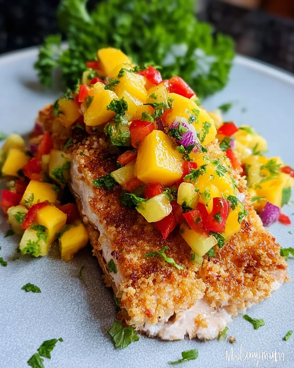 Coconut Crusted Salmon with Mango Pineapple Salsa