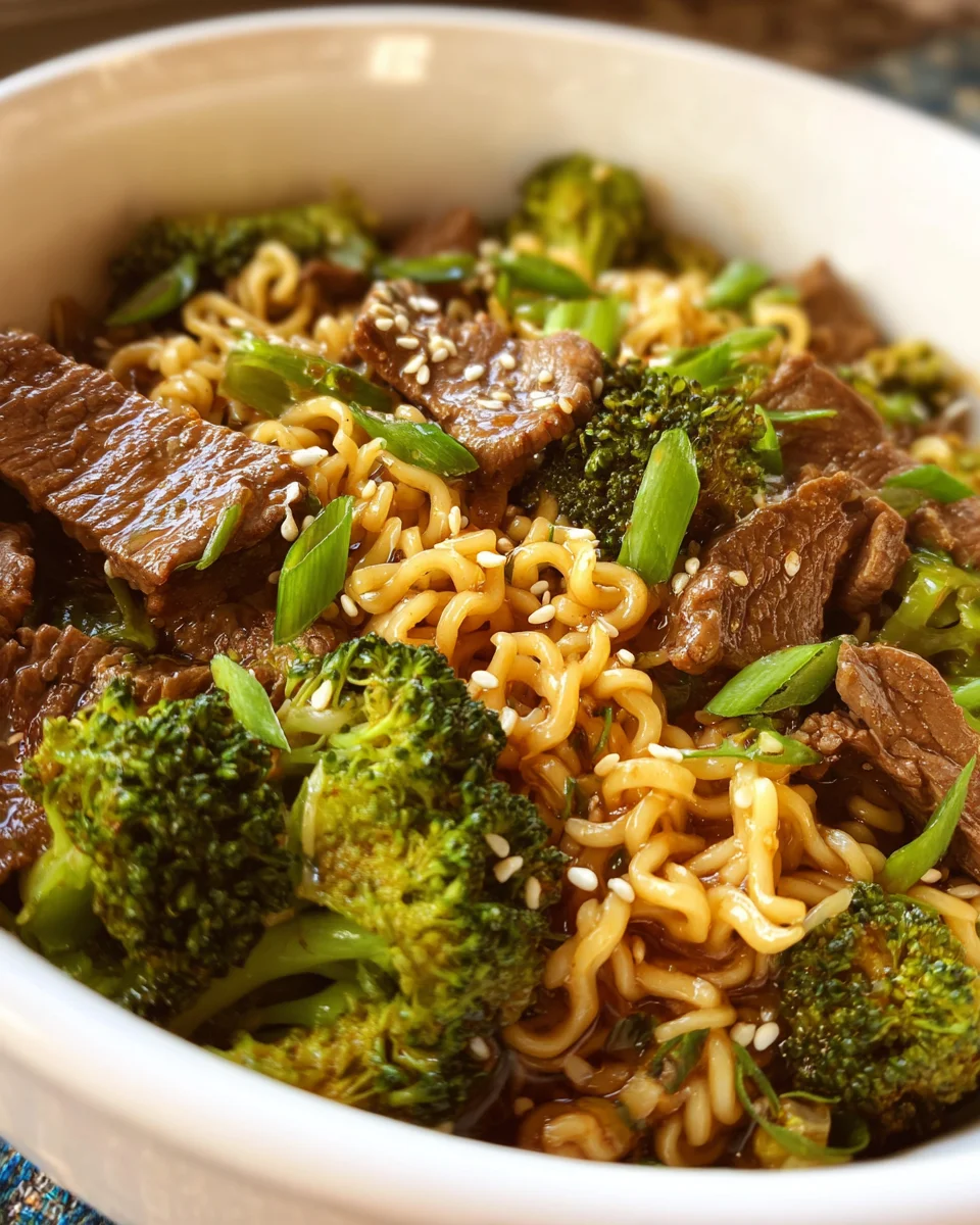 Crock Pot Beef and Broccoli Ramen