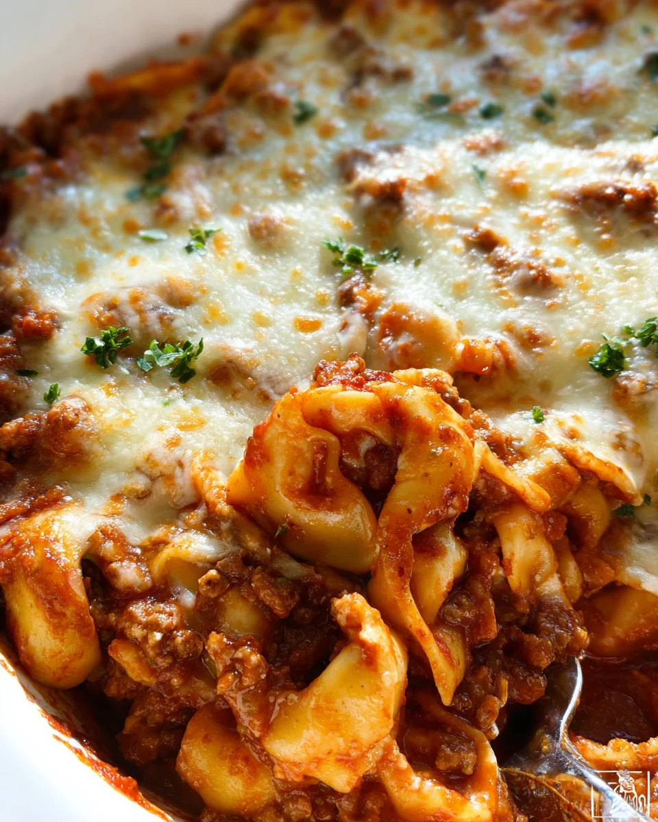 Easy Beefy and Cheesy Baked Tortellini