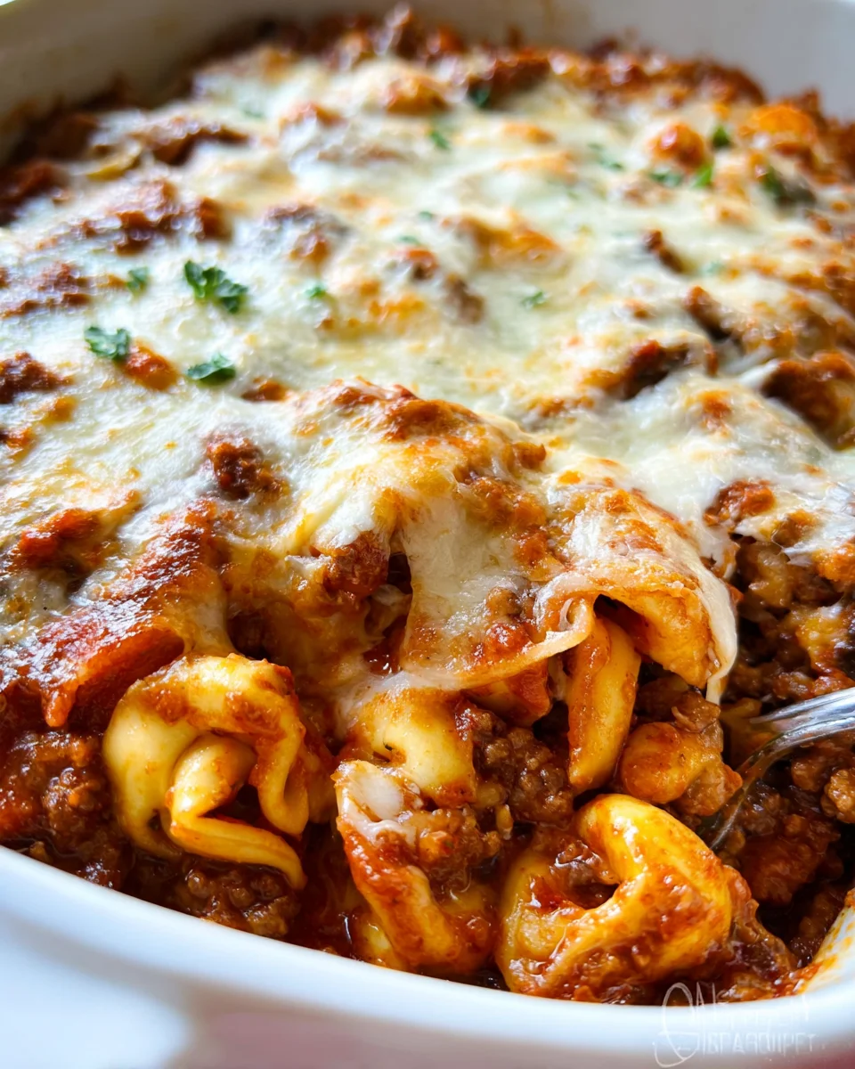 Easy Beefy and Cheesy Baked Tortellini