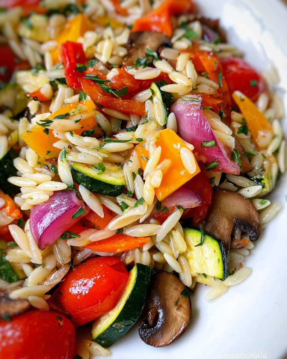 Orzo with Roasted Vegetables (Easy!)