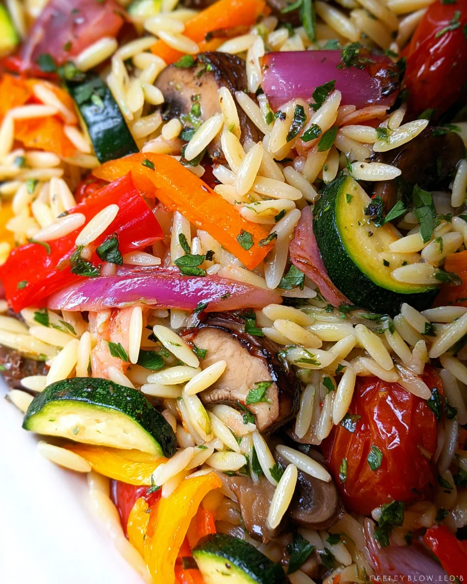 Orzo with Roasted Vegetables (Easy!)