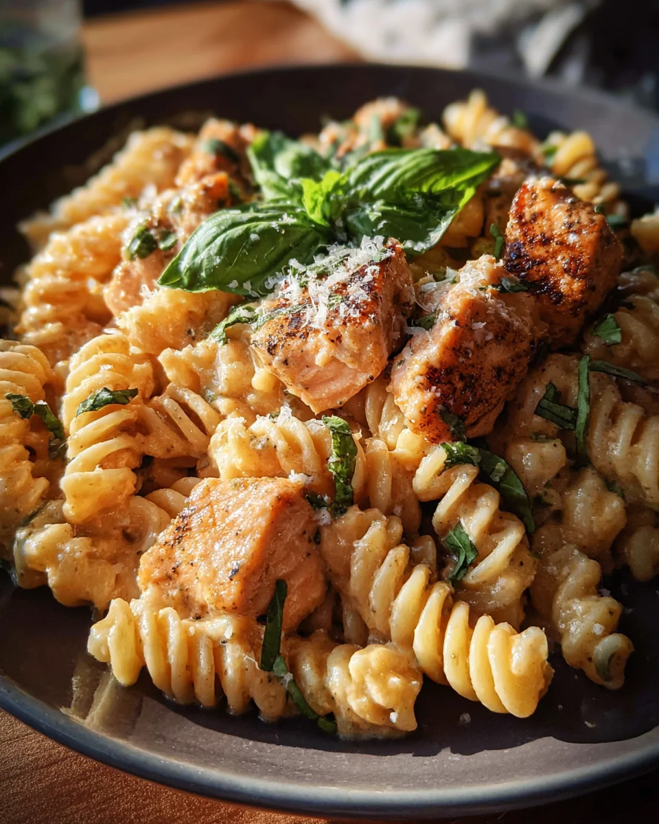 Tomato Basil Salmon Pasta