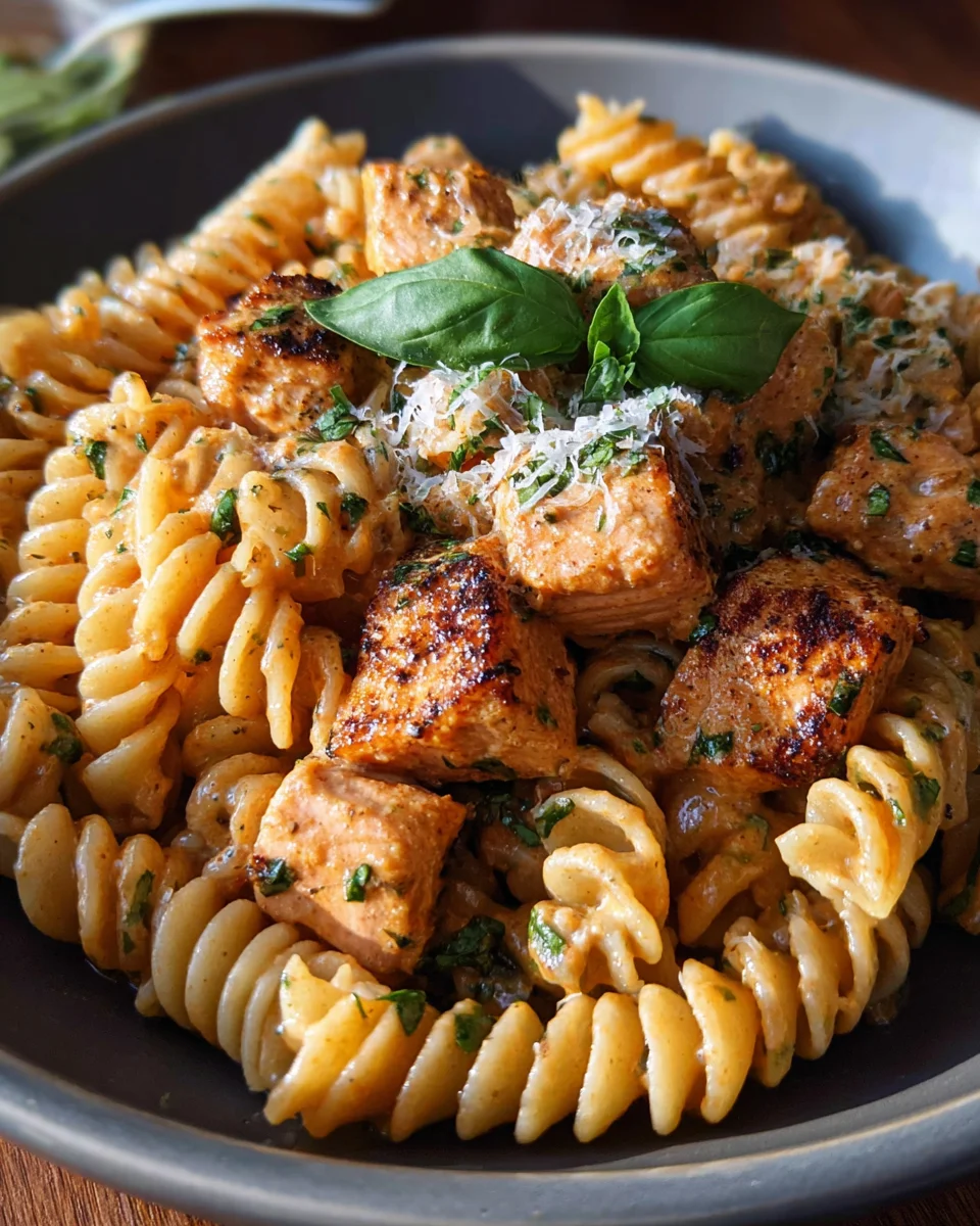 Tomato Basil Salmon Pasta