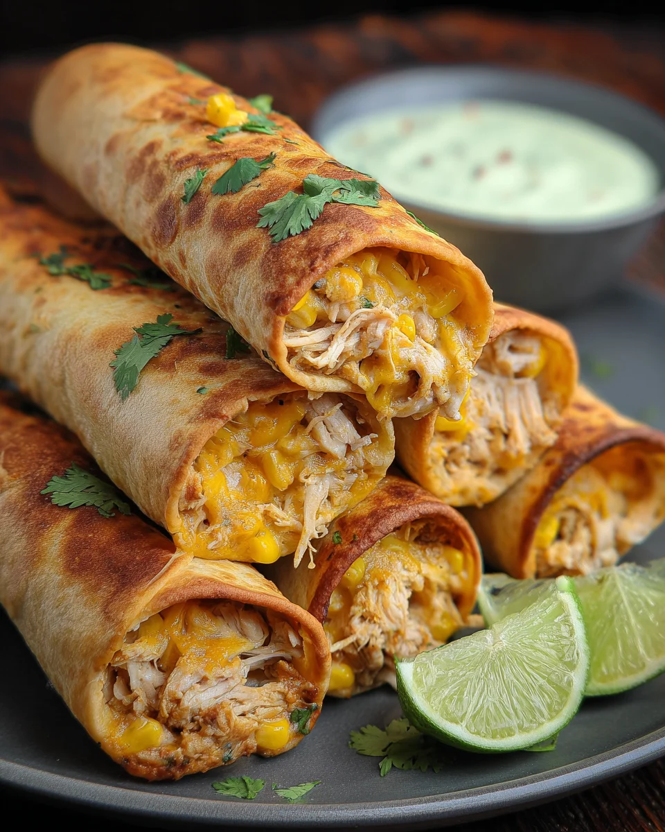 Creamy Pulled Chicken Taquitos