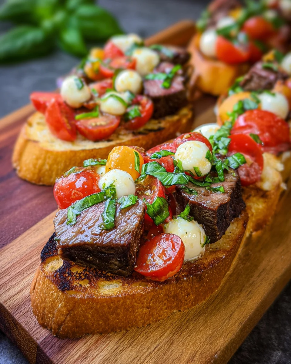 Grilled Steak and Tomato Crostini