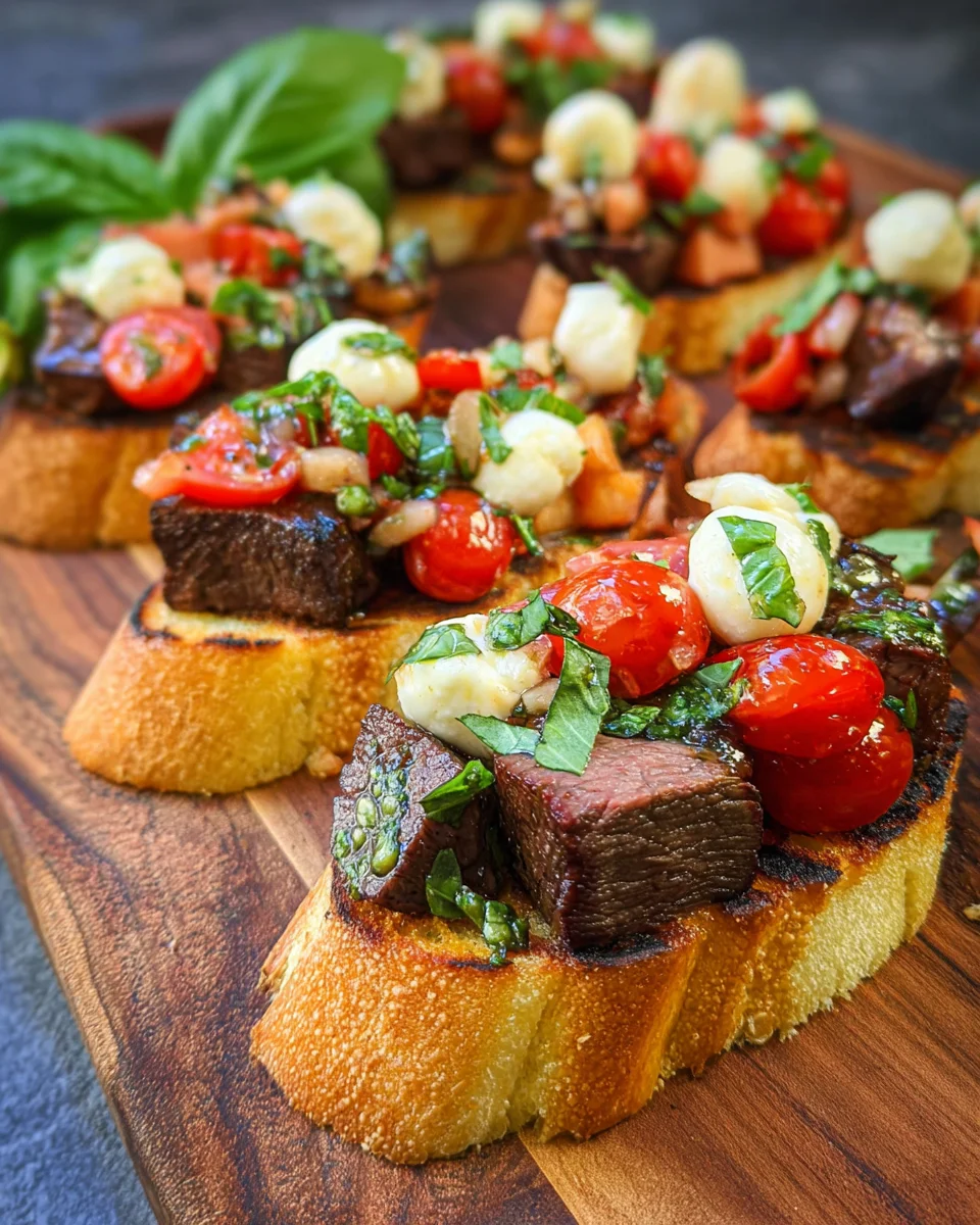Grilled Steak and Tomato Crostini