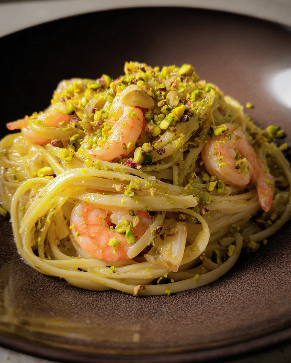 Lemon Linguine with Shrimps and Pistachios
