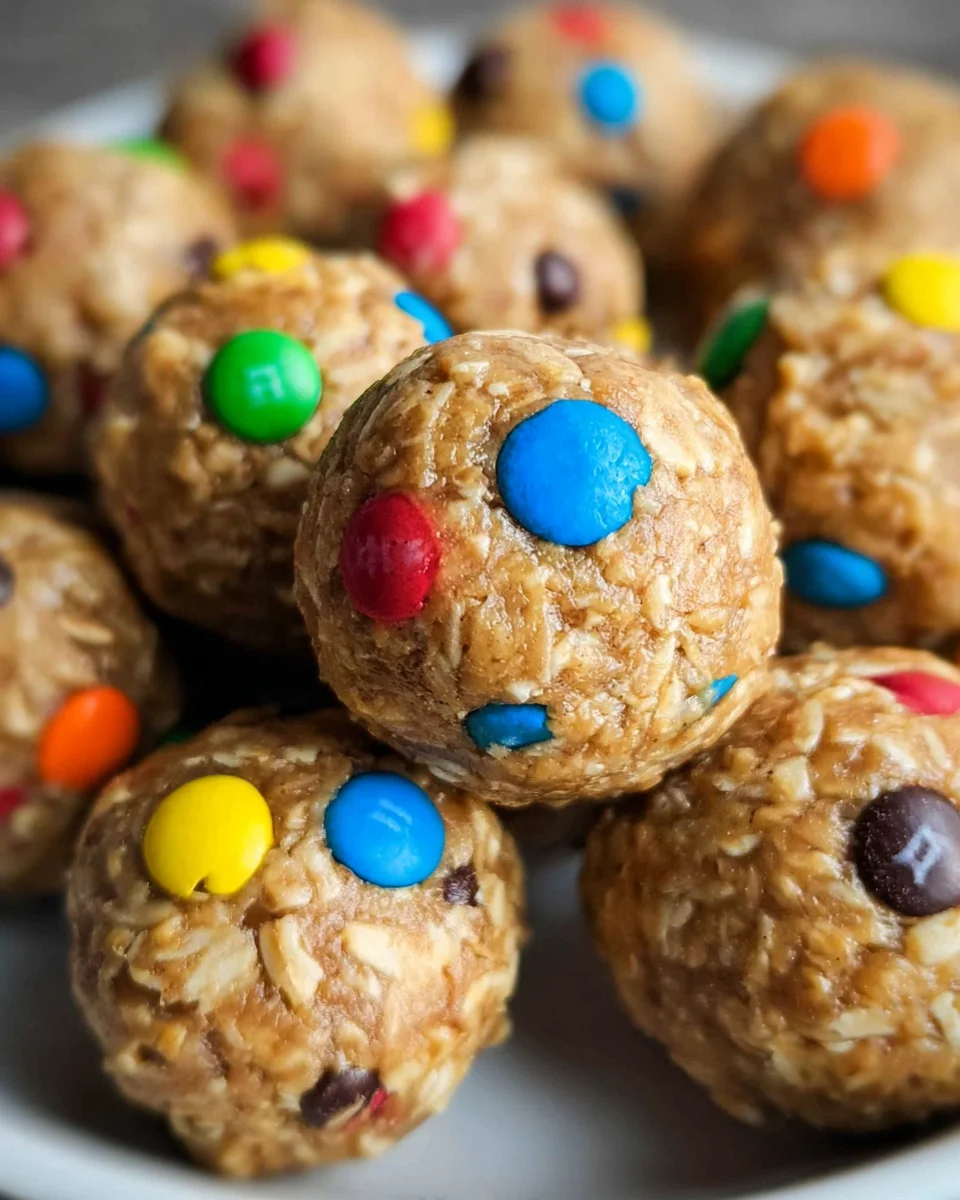 Monster Cookie Oatmeal Peanut Butter Balls with M&Ms