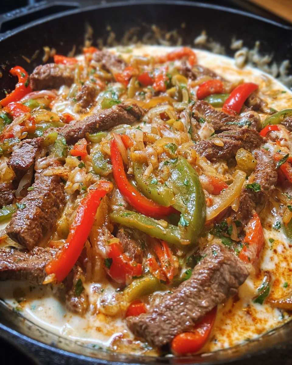 Queso Steak Fajita Skillet