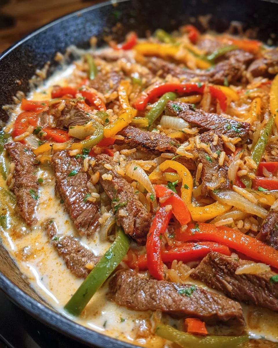 Queso Steak Fajita Skillet