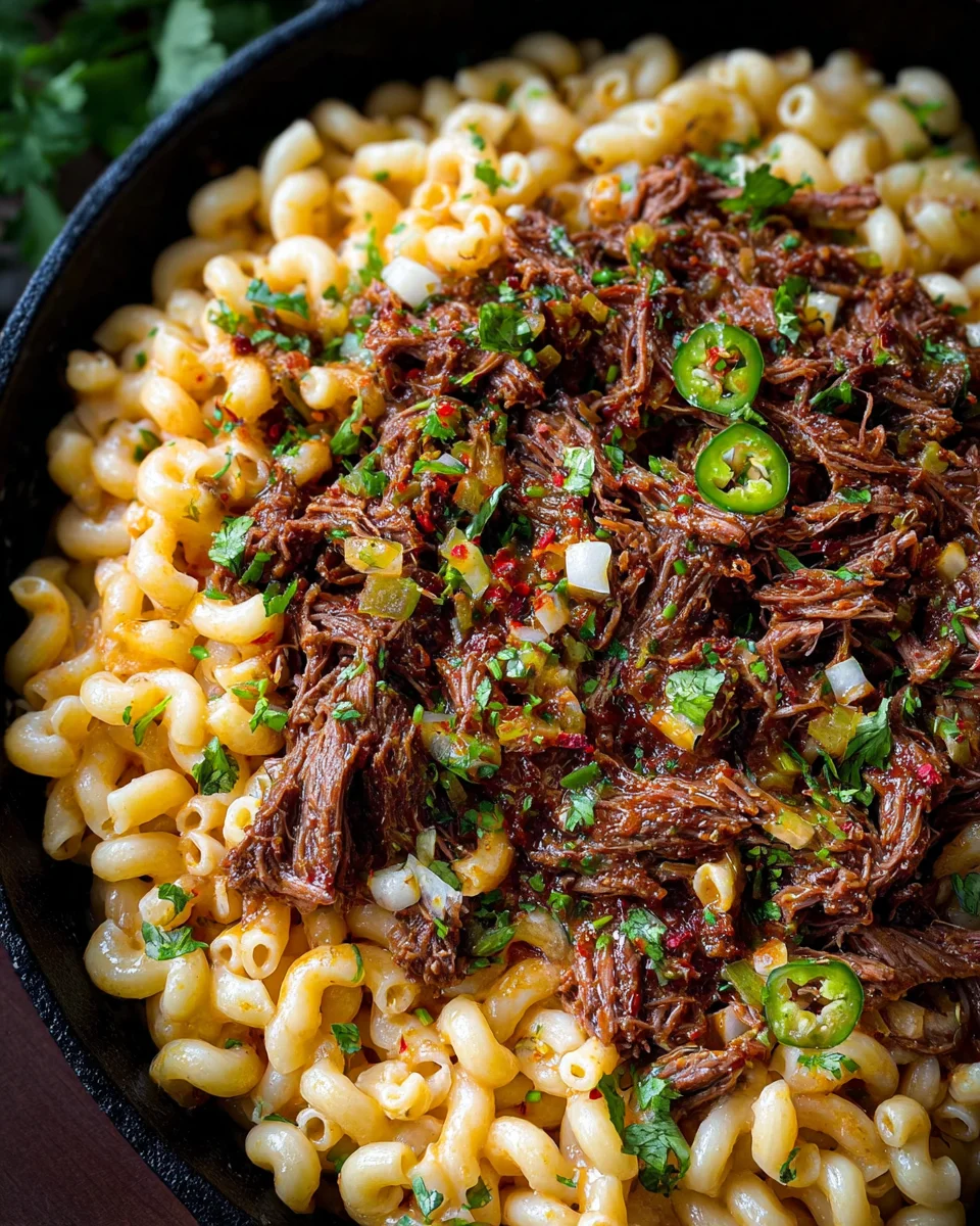 Shredded Beef Macaroni and Cheese