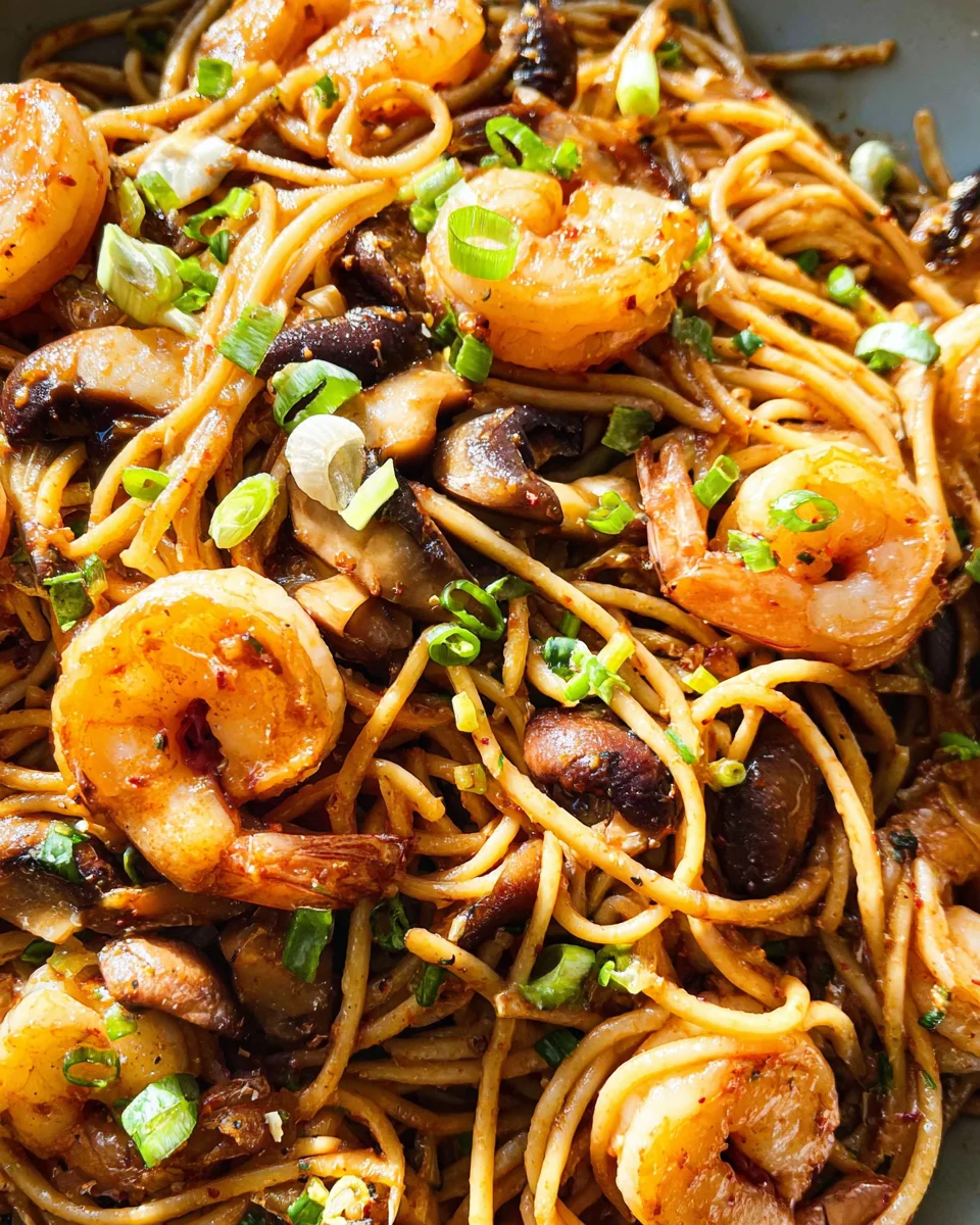 Shrimp Shiitake Noodles