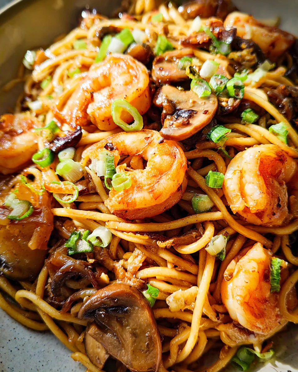 Shrimp Shiitake Noodles